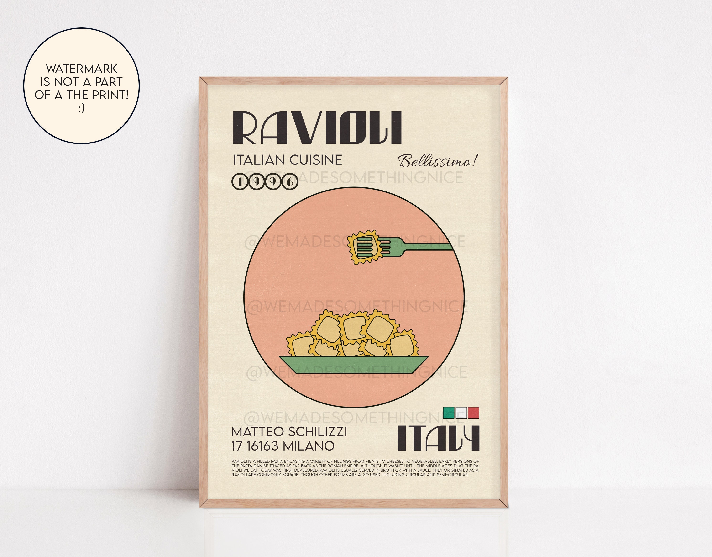 Ravioli Poster Food Print Modern Kitchen Decor | Etsy