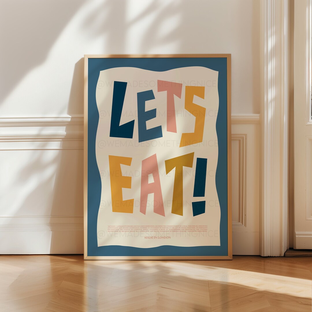 Let's Eat Poster, Kitchen Art, Kitchen Poster, Yes Chef Print, Retro ...