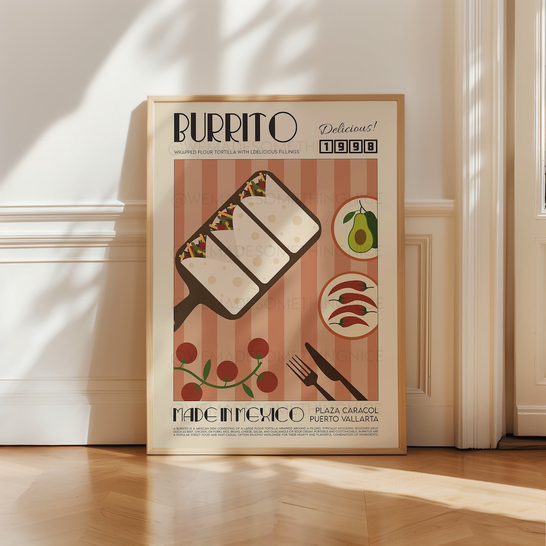 Burrito Poster, Kitchen Poster, Kitchen Print, Modern Kitchen Decor ...
