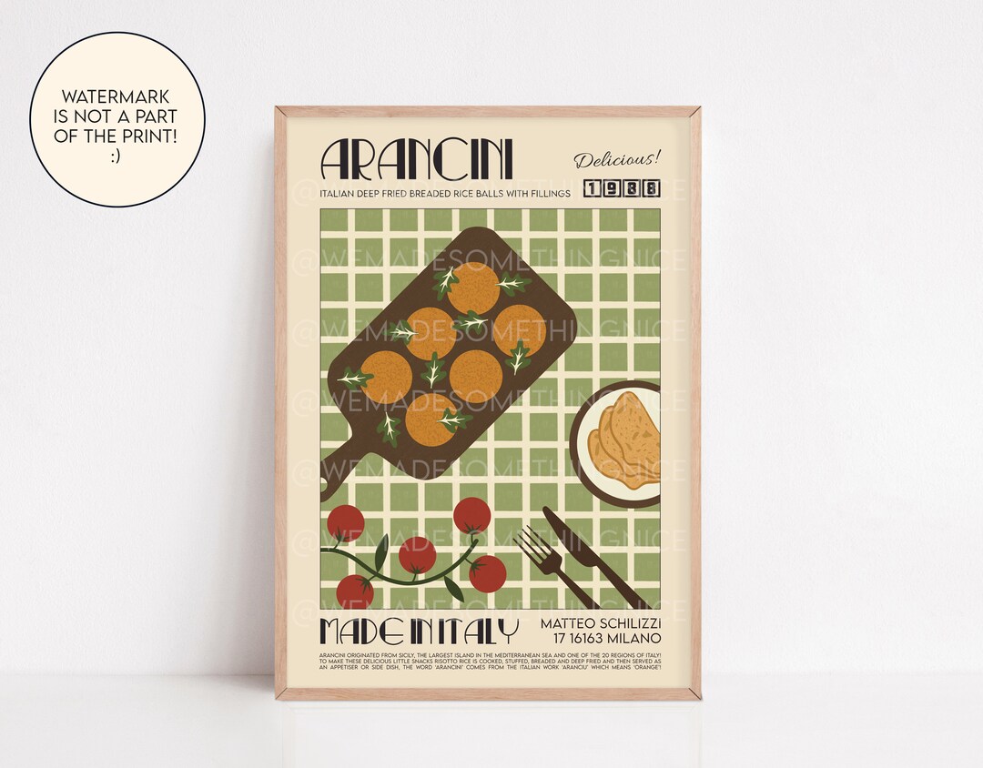 Arancini Print Italy Poster French Retro Kitchen Decor - Etsy