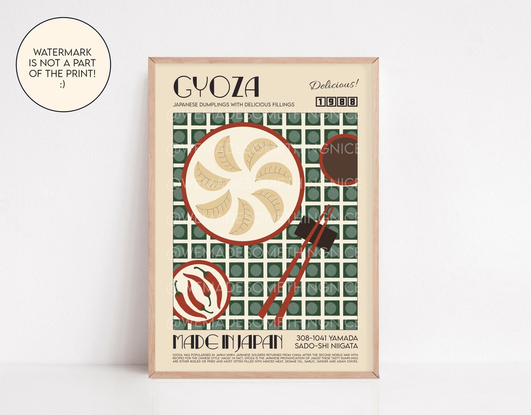 Gyoza Poster 2, Food Print, Modern Kitchen Decor, Illustration ...