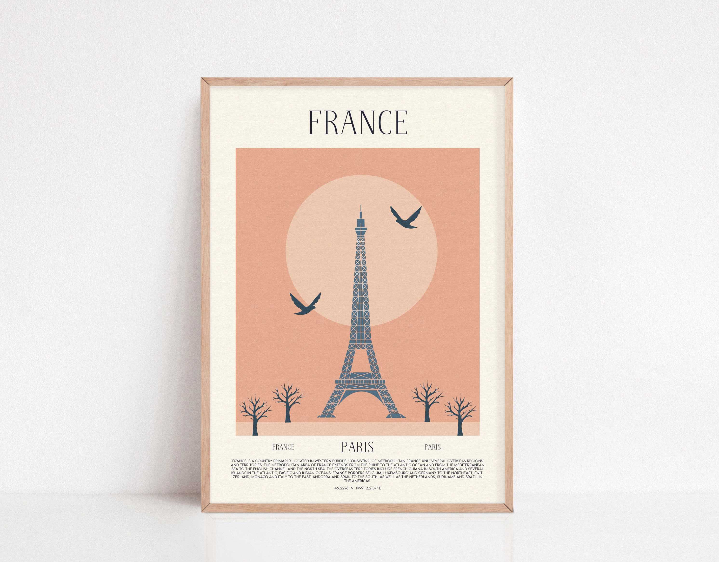 Paris Poster France Print Retro Wall Art Minimalist Poster | Etsy