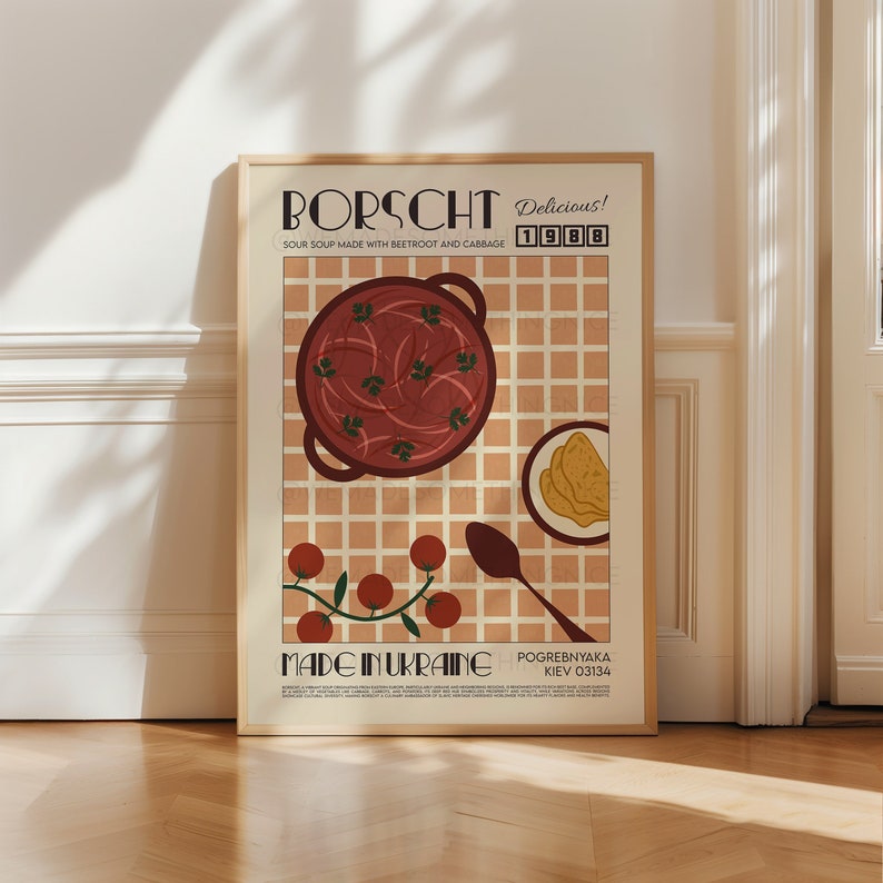 Borscht Poster, Modern Kitchen Decor, Food Print, Illustration, Ukraine ...