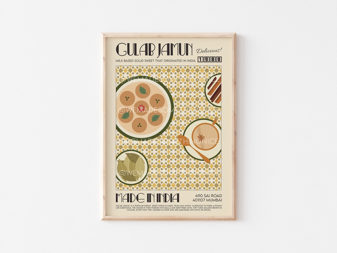 Gulab Jamun Poster Food Print Modern Kitchen Decor Travel - Etsy