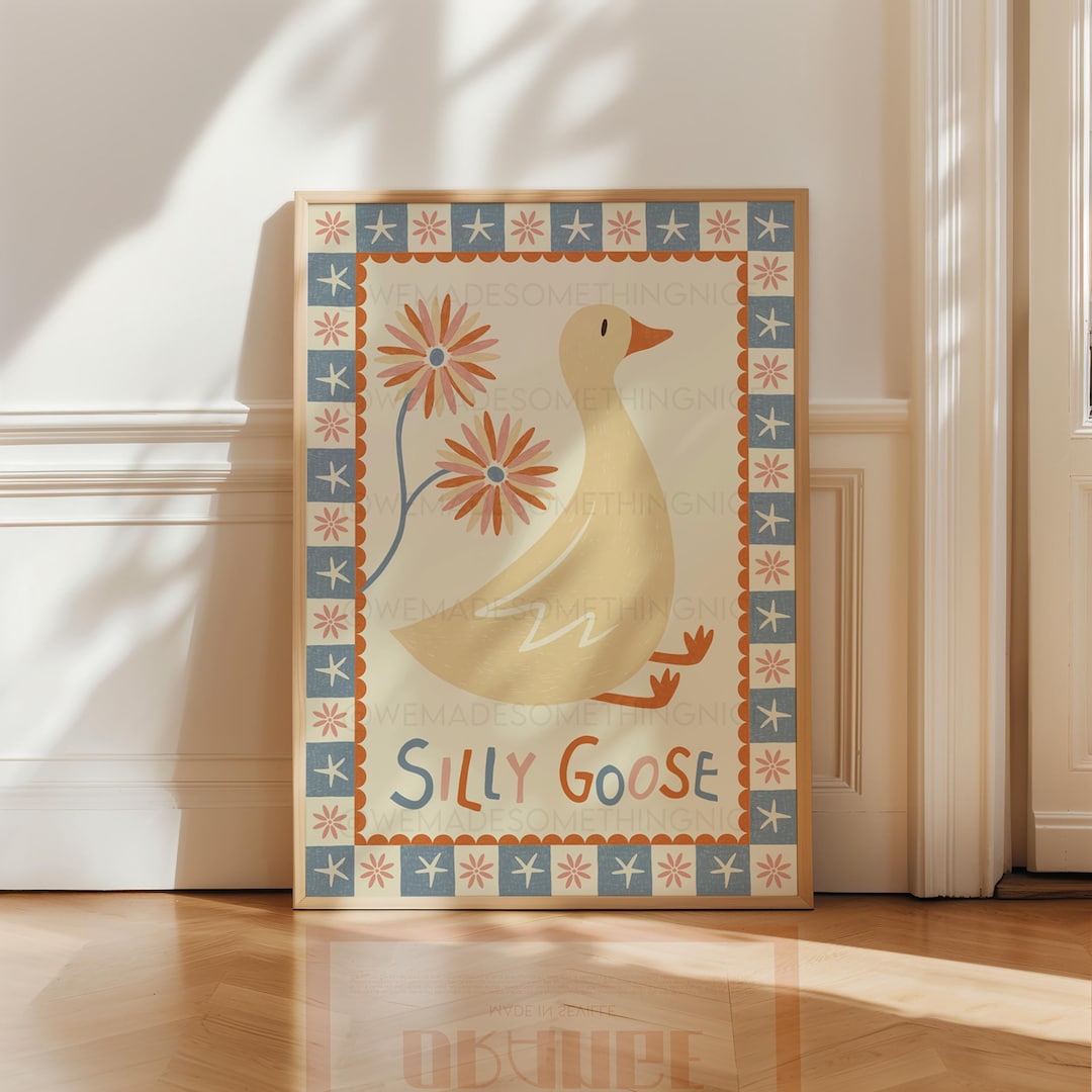Silly Goose Print, Trendy Wall Art, Apartment Decor, Retro Wall Art ...