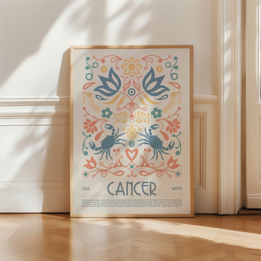 Cancer Poster, Horoscope Print, Astrological Wall Art, Illustration ...