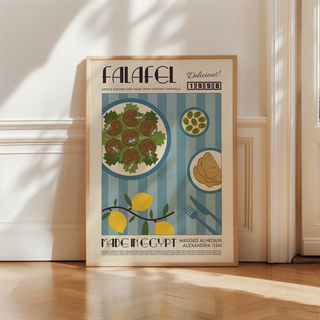 Falafel Print, Kitchen Art, Kitchen Poster, Kitchen Decor, Food Art ...