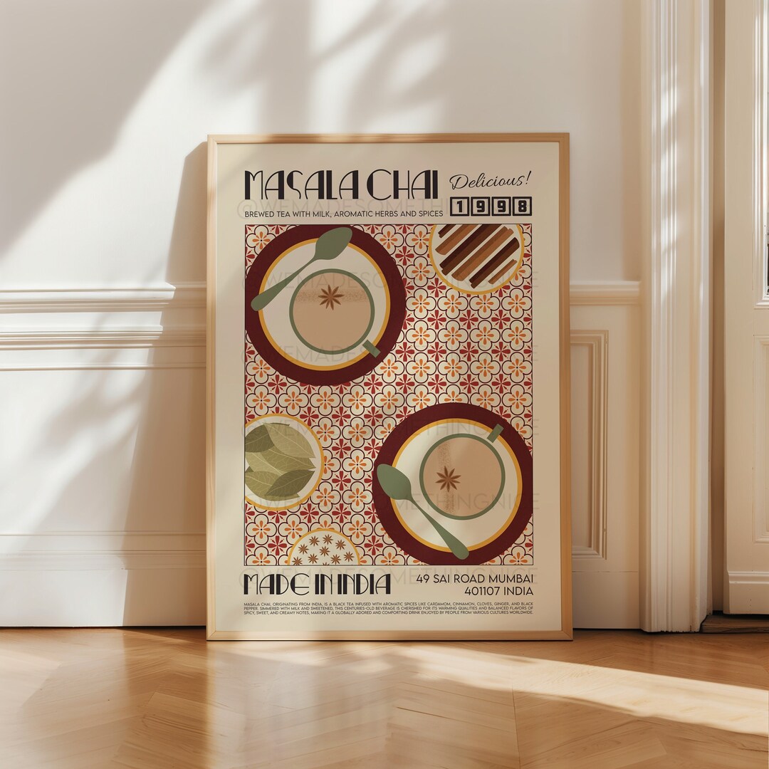 Masala Chai Poster, Kitchen Poster, Kitchen Print, Food Print, Modern ...