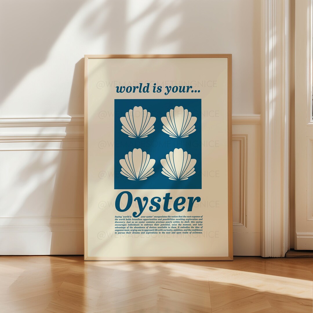 World is Your Oyster Print, Coastal Decor, Kitchen Art, Kitchen Print ...