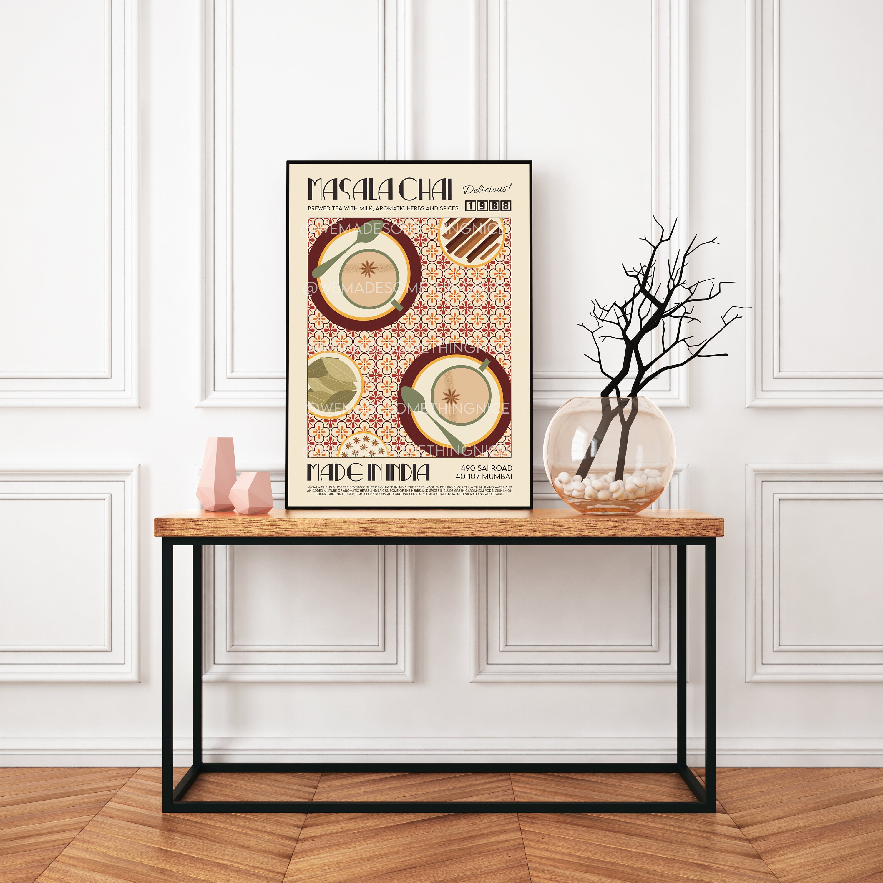 Masala Chai Poster Food Print Modern Kitchen Decor Travel | Etsy