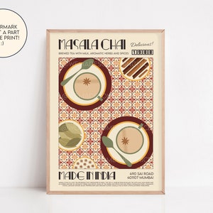 Masala Chai Poster Food Print Modern Kitchen Decor Travel - Etsy