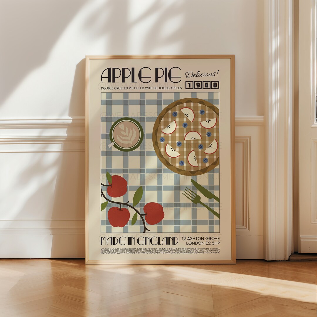 Apple Pie Poster, Kitchen Art, Kitchen Poster, Kitchen Print, Food ...