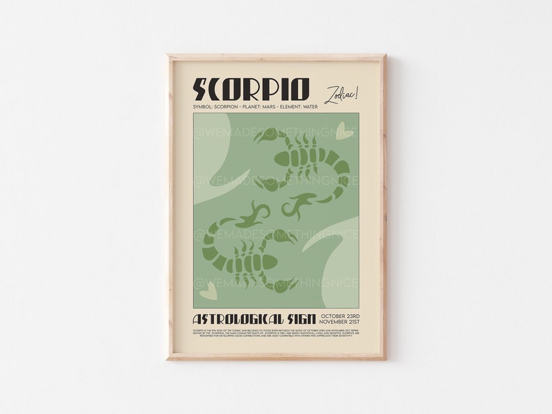 Scorpio Poster Horoscope Print Astrological Wall Art Boho - Etsy