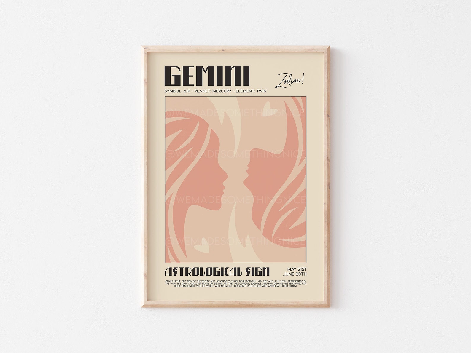 Gemini Poster Horoscope Print Astrological Wall Art - Etsy