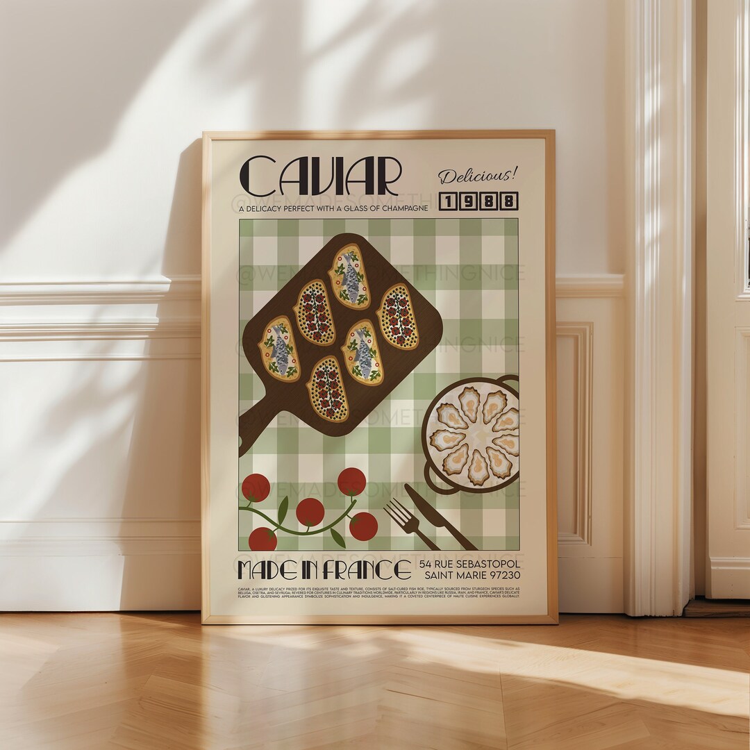 Caviar Poster, Food Print, Food Poster, Retro Poster, Pop Art, Kitchen ...