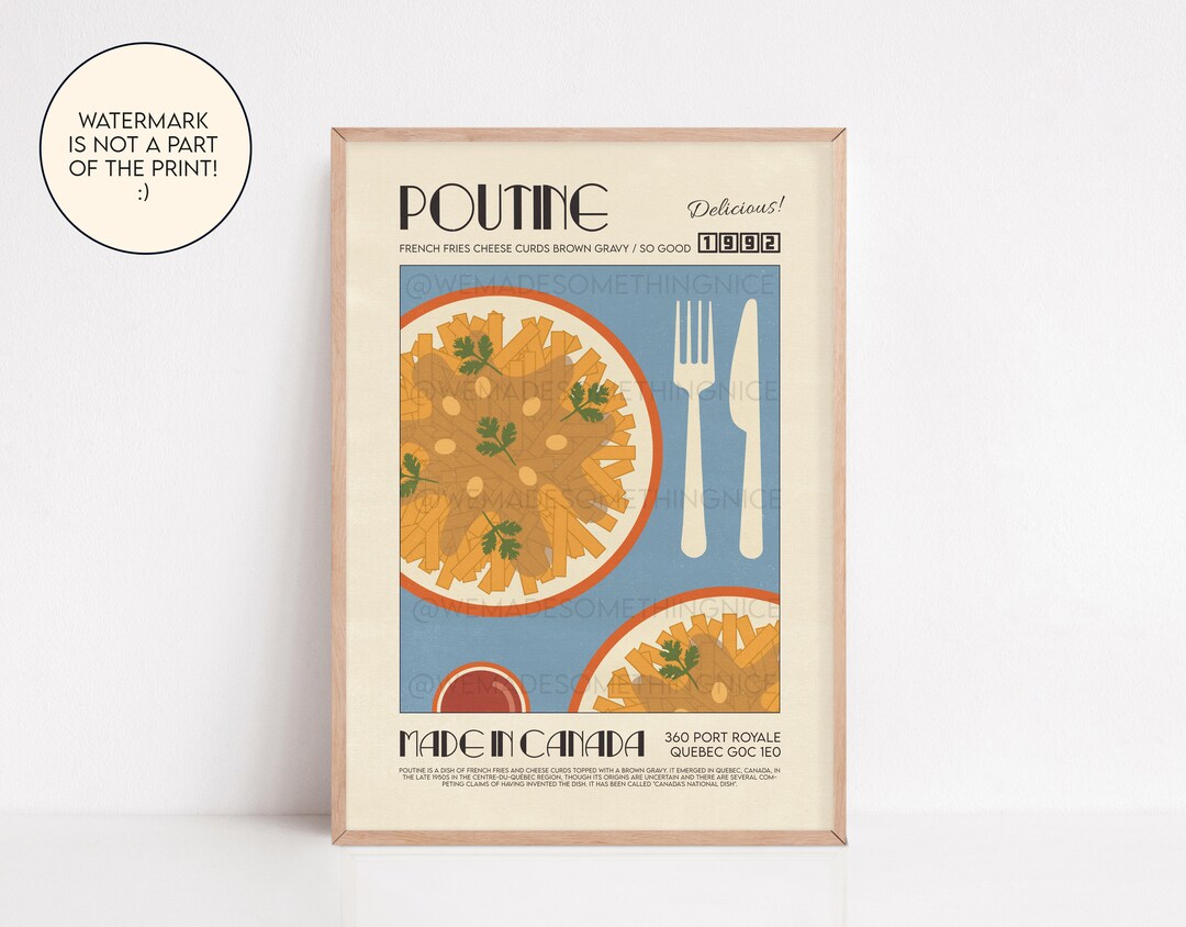 Poutine Poster, Food Print, Modern Kitchen Decor, Retro Poster, Pop Art ...
