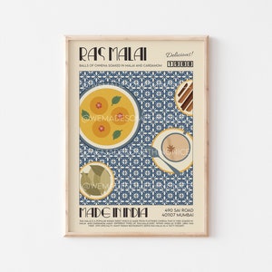 Ras Malai Poster, Food Print, Modern Kitchen Decor, Travel Poster ...