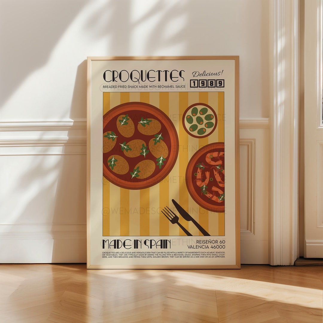 Croquettes Print, Kitchen Art, Kitchen Poster, Spain Poster, Kitchen ...
