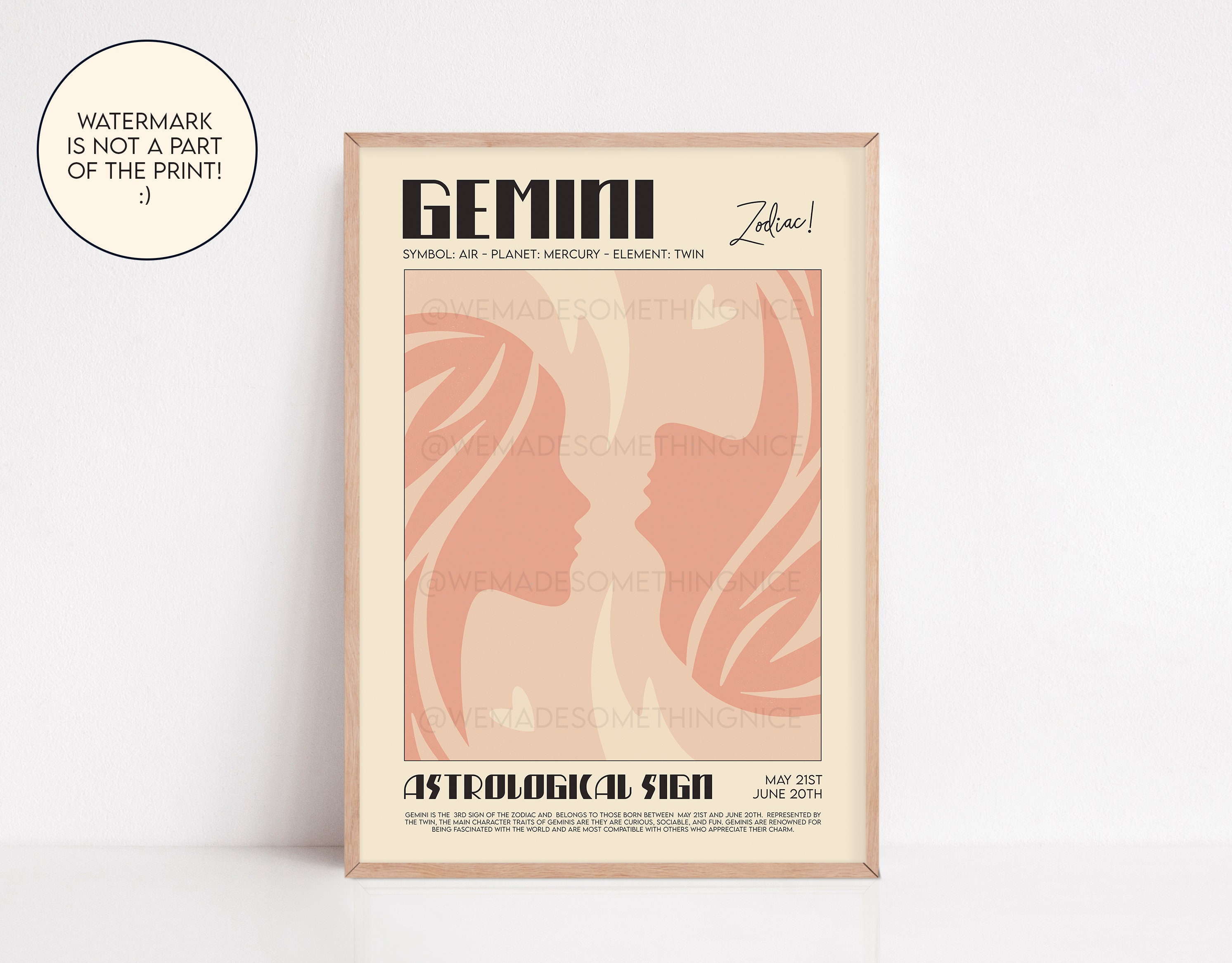 Gemini Poster Horoscope Print Astrological Wall Art - Etsy