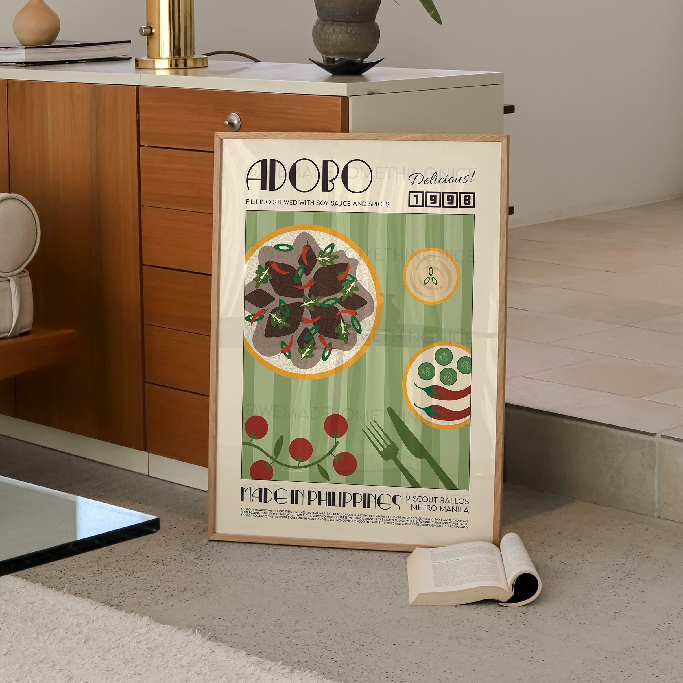 Adobo Poster, Food Art, Kitchen Art, Kitchen Poster, Food Print, Modern ...