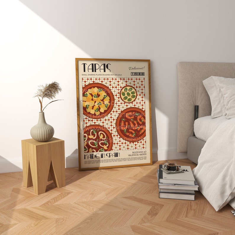 Tapas Print Spain Poster French Retro Kitchen Decor Food - Etsy