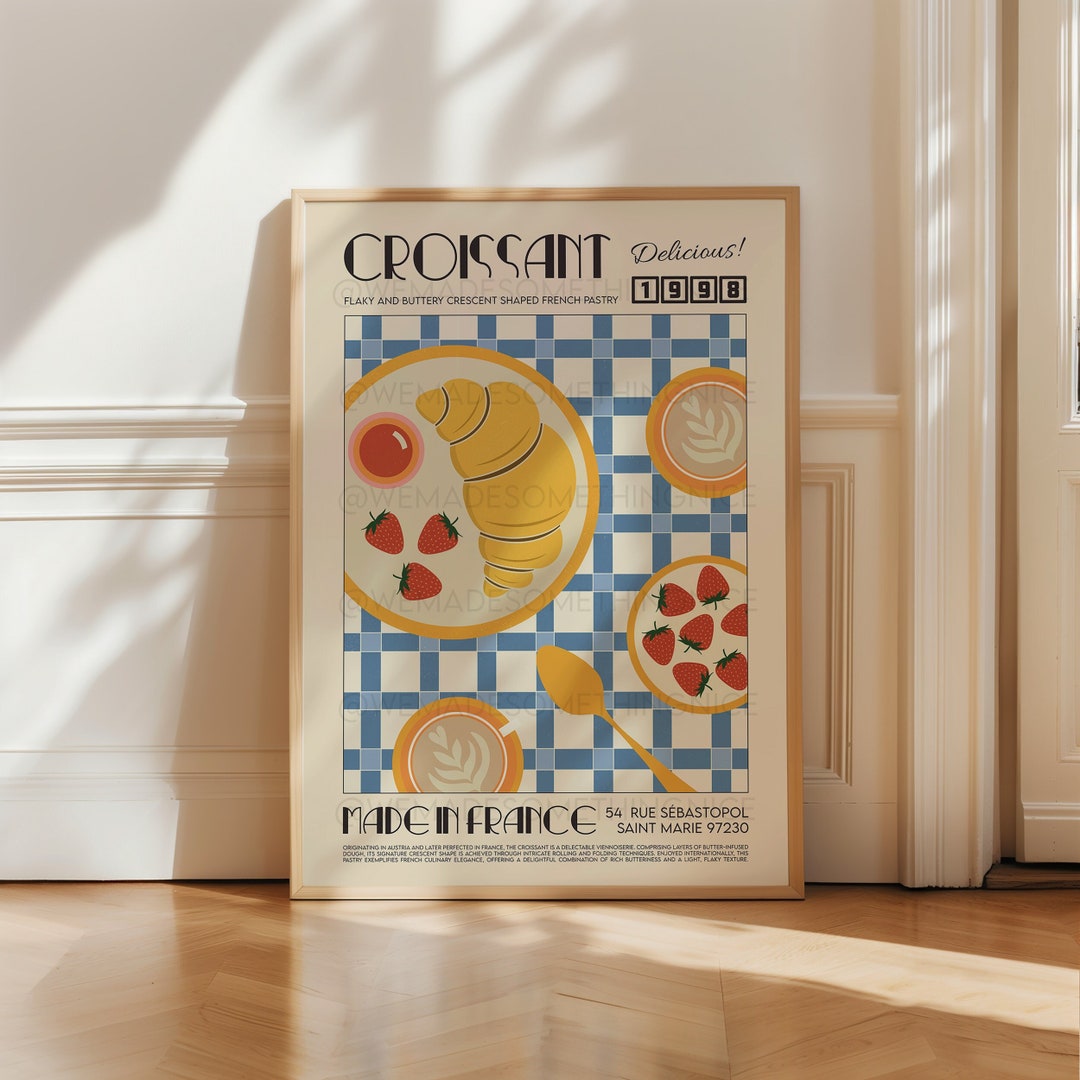 French Croissant Poster, Kitchen Art, Kitchen Poster, Kitchen Print ...