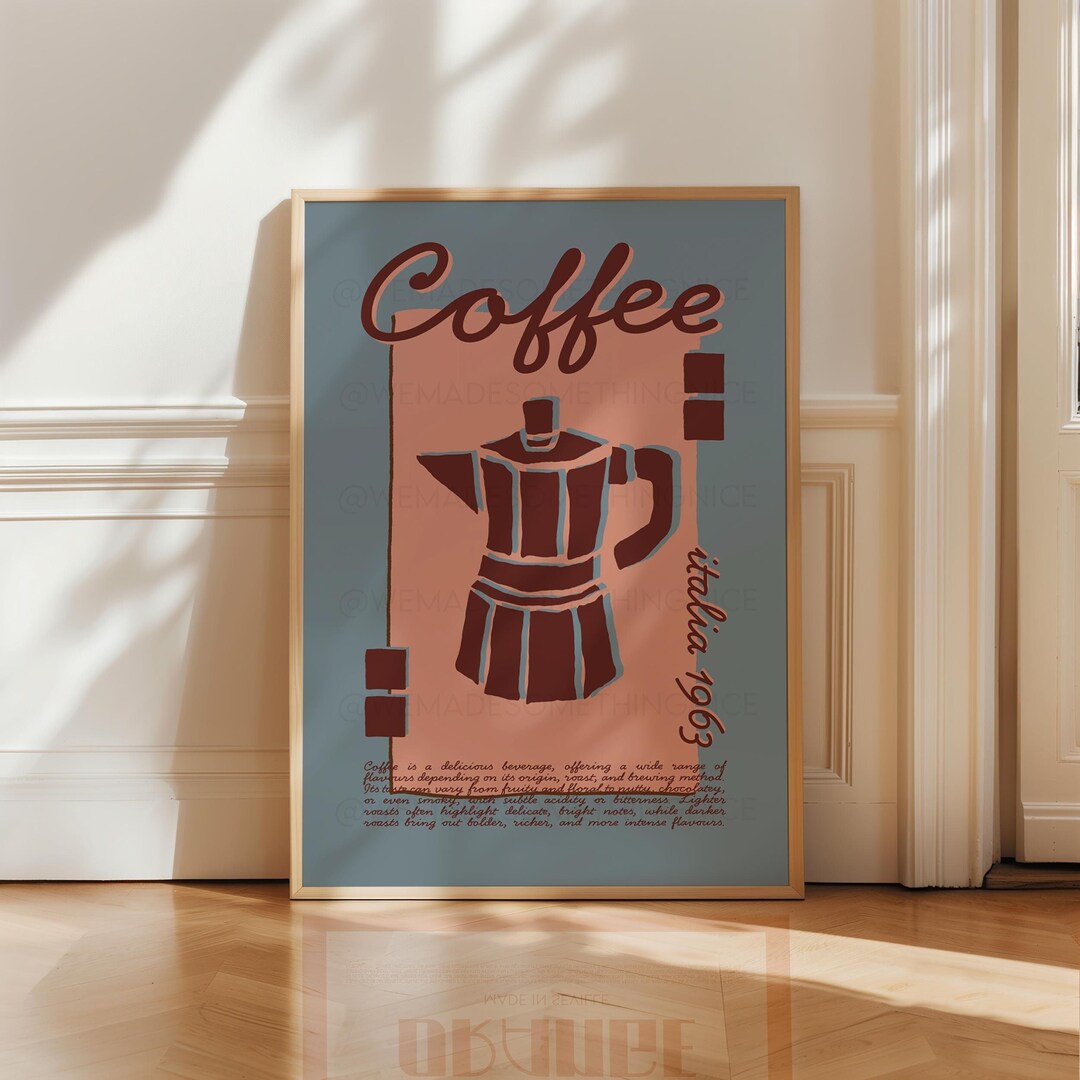 Coffee Poster, Kitchen Art, Kitchen Poster, Kitchen Print, Moka Pot ...