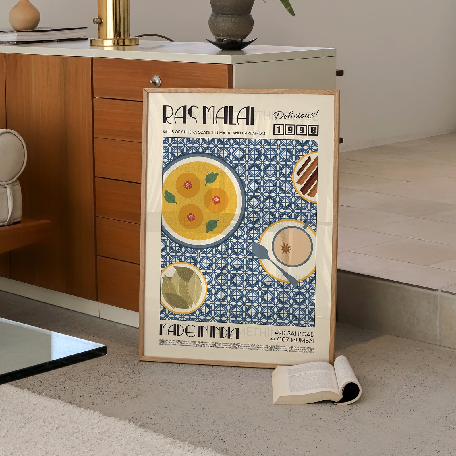 Ras Malai Poster, Food Print, Modern Kitchen Decor, Travel Poster ...