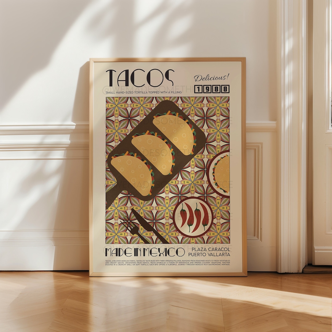 Taco Poster, Kitchen Poster, Kitchen Print, Food Print, Modern Kitchen ...