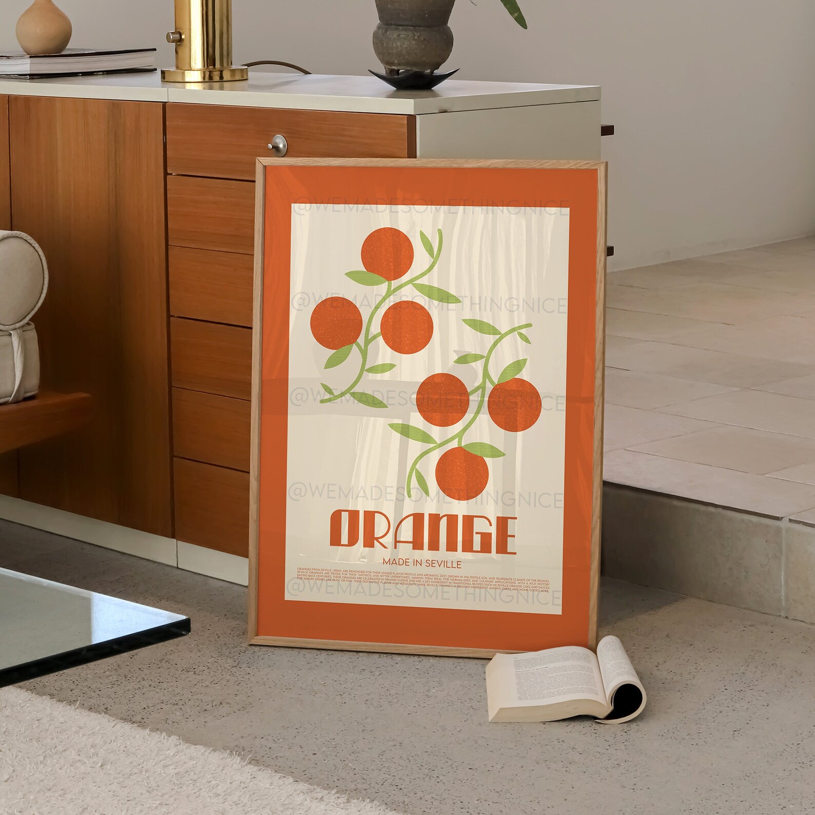 Orange Poster, Food Print, Modern Kitchen Decor, Food Lover, Chef Print ...