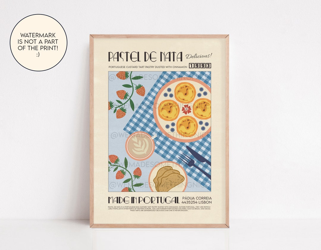 Portuguese Pastel De Nata Poster Food Print Modern Kitchen - Etsy Hong Kong