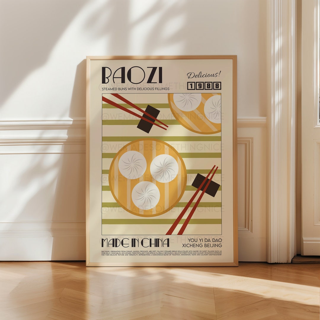 Bao Bun Poster, Kitchen Art, Kitchen Poster, Kitchen Wall Art, Asian ...