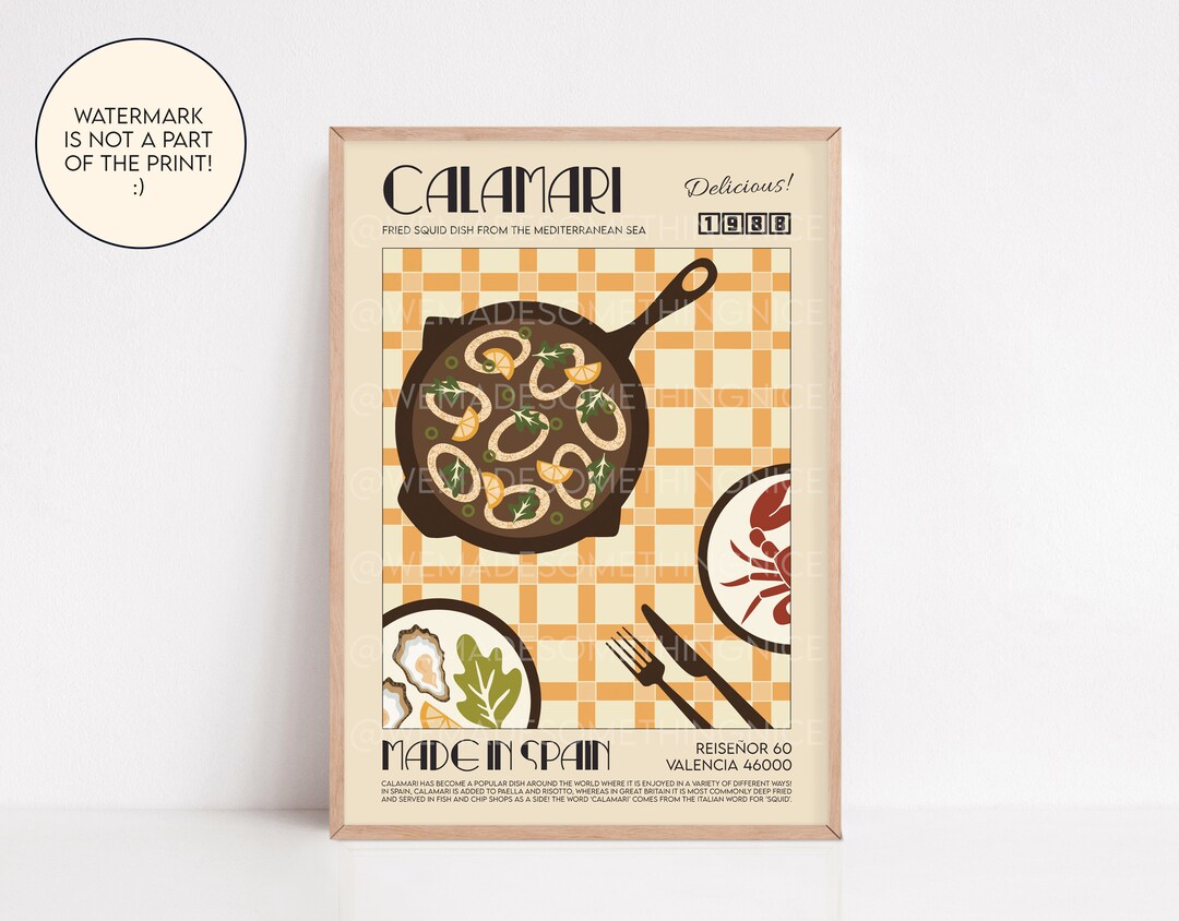 Calamari Print Spain Poster French Retro Kitchen Decor - Etsy
