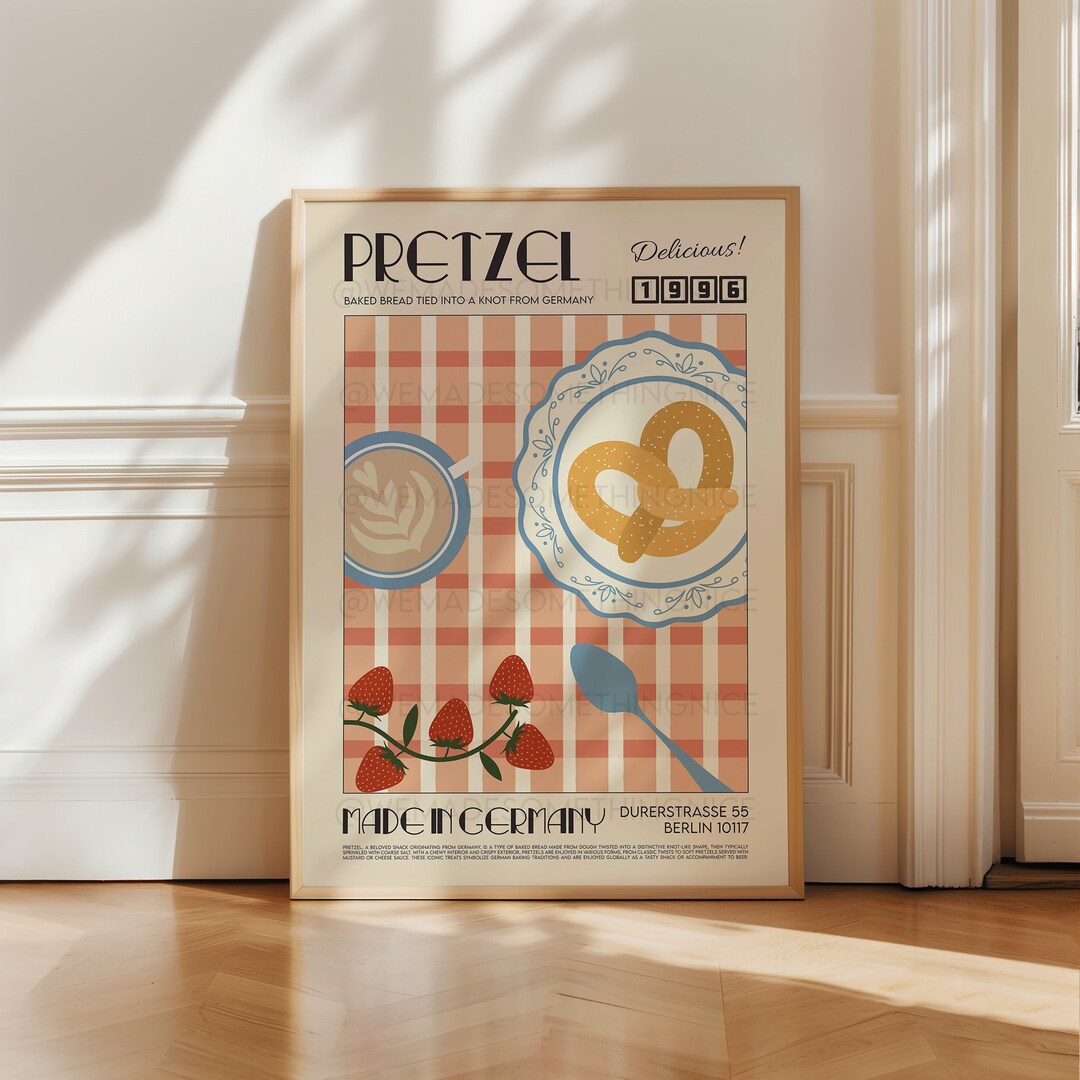 Pretzel Poster, Kitchen Art, Kitchen Print, Kitchen Poster, Food Print ...