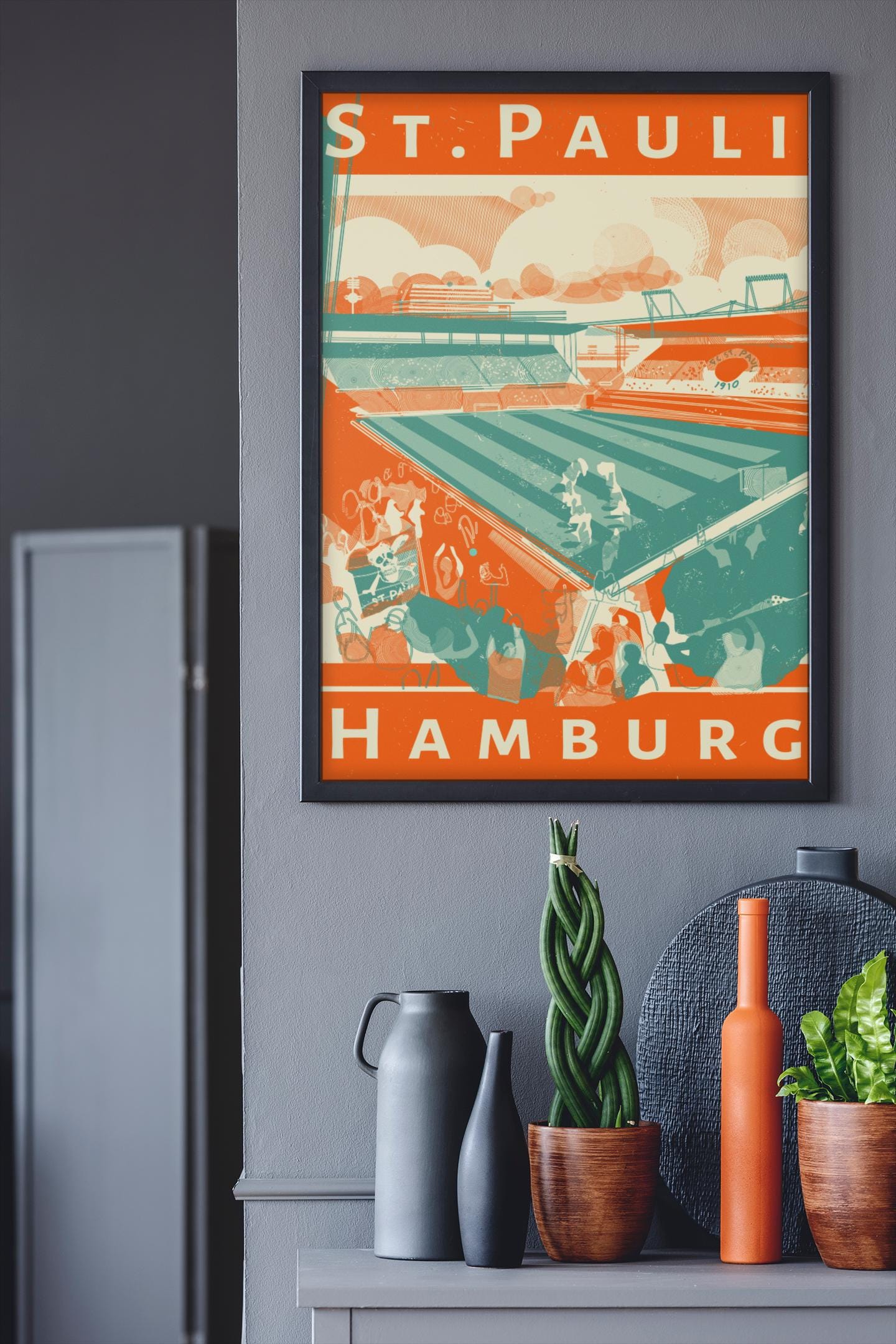 St Pauli Football Stadium Poster – Millerntor Stadion Art Print ...