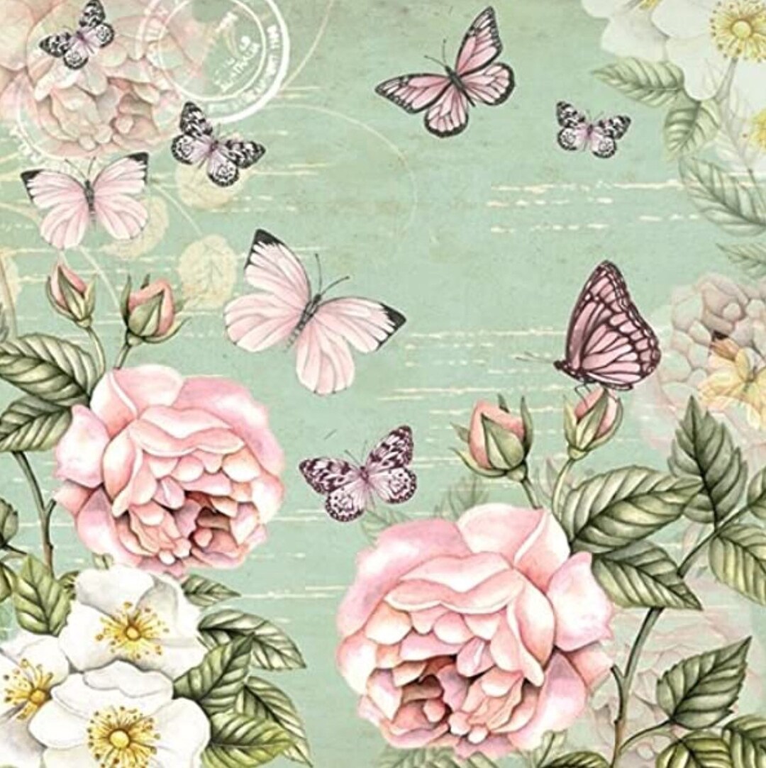 4 X Botanical Paper Napkin. 33cm X 33cm Unfolded. Image is Quarter ...