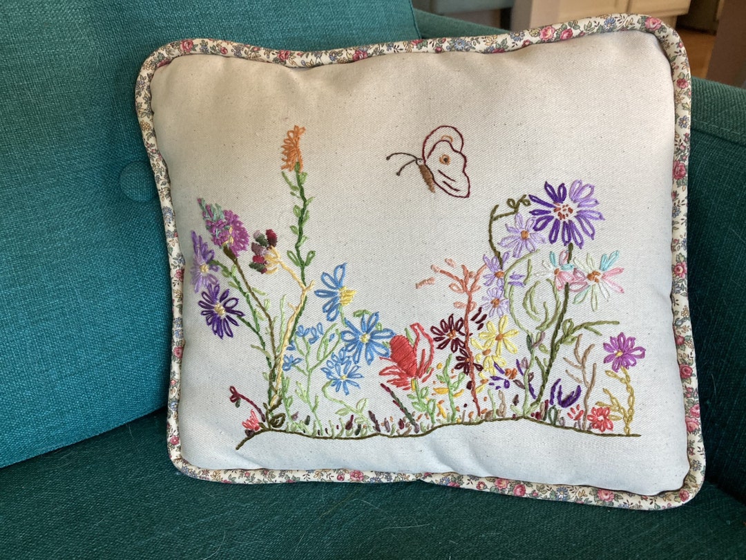 Hand Embroidered Pillow - Etsy
