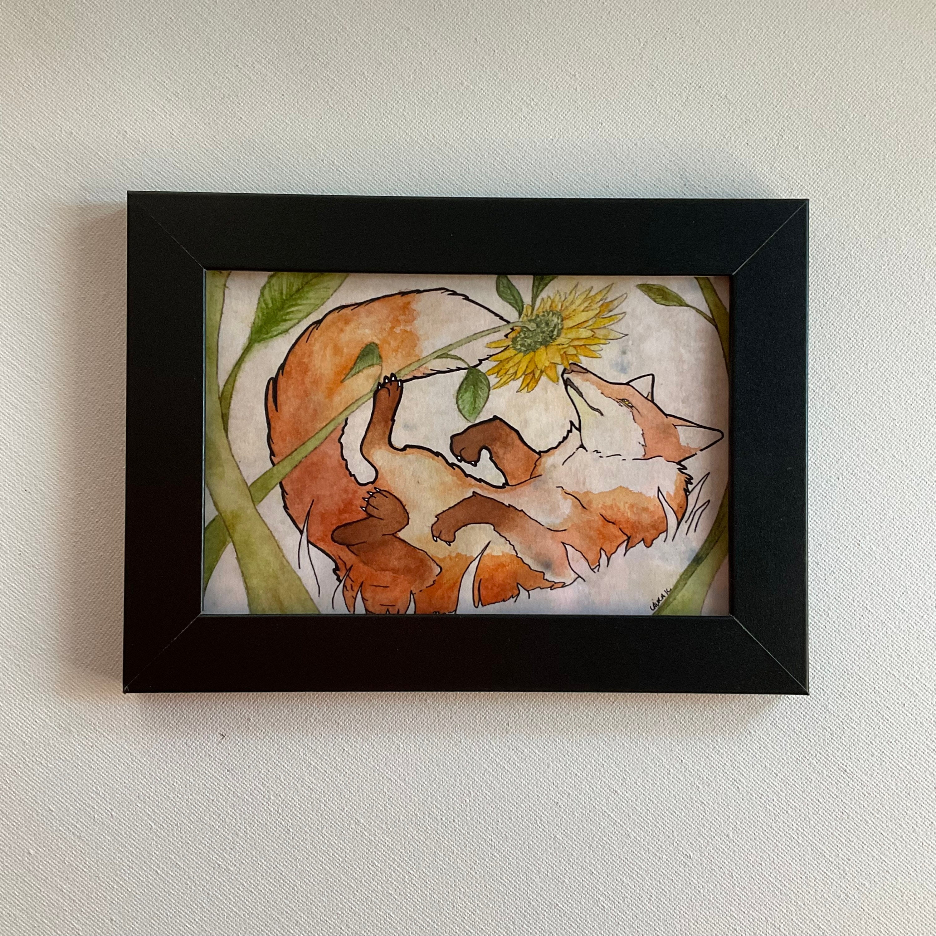 Sunflower Fox. Fox Décor, Animal Art Print, Fox Lovers Gift, Woodland ...