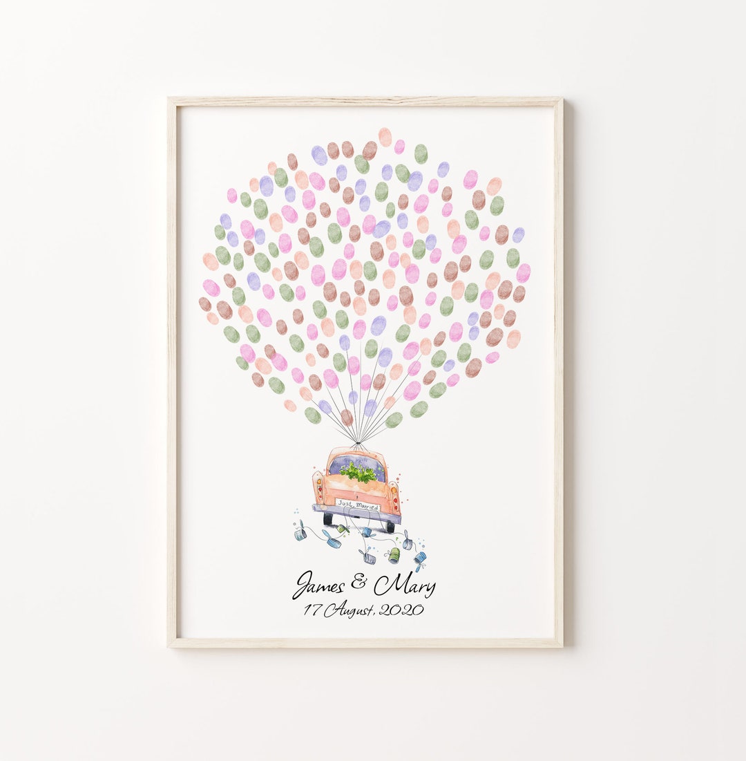 Wedding Car Thumbprint Guest Book: Unique Fingerprint Decor (PRINTABLE ...