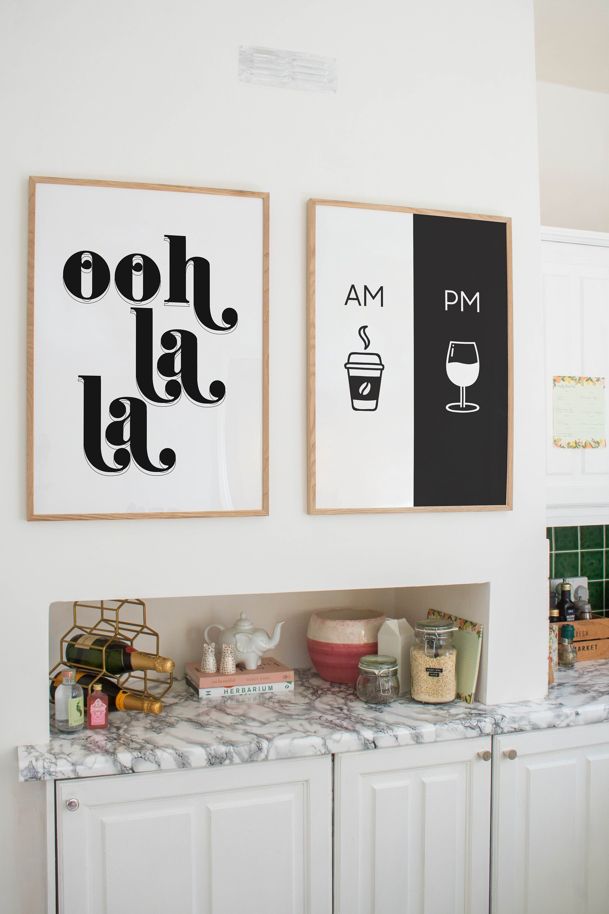 AM PM Poster Coffee and Wine Art Print Modern Wall Art | Etsy