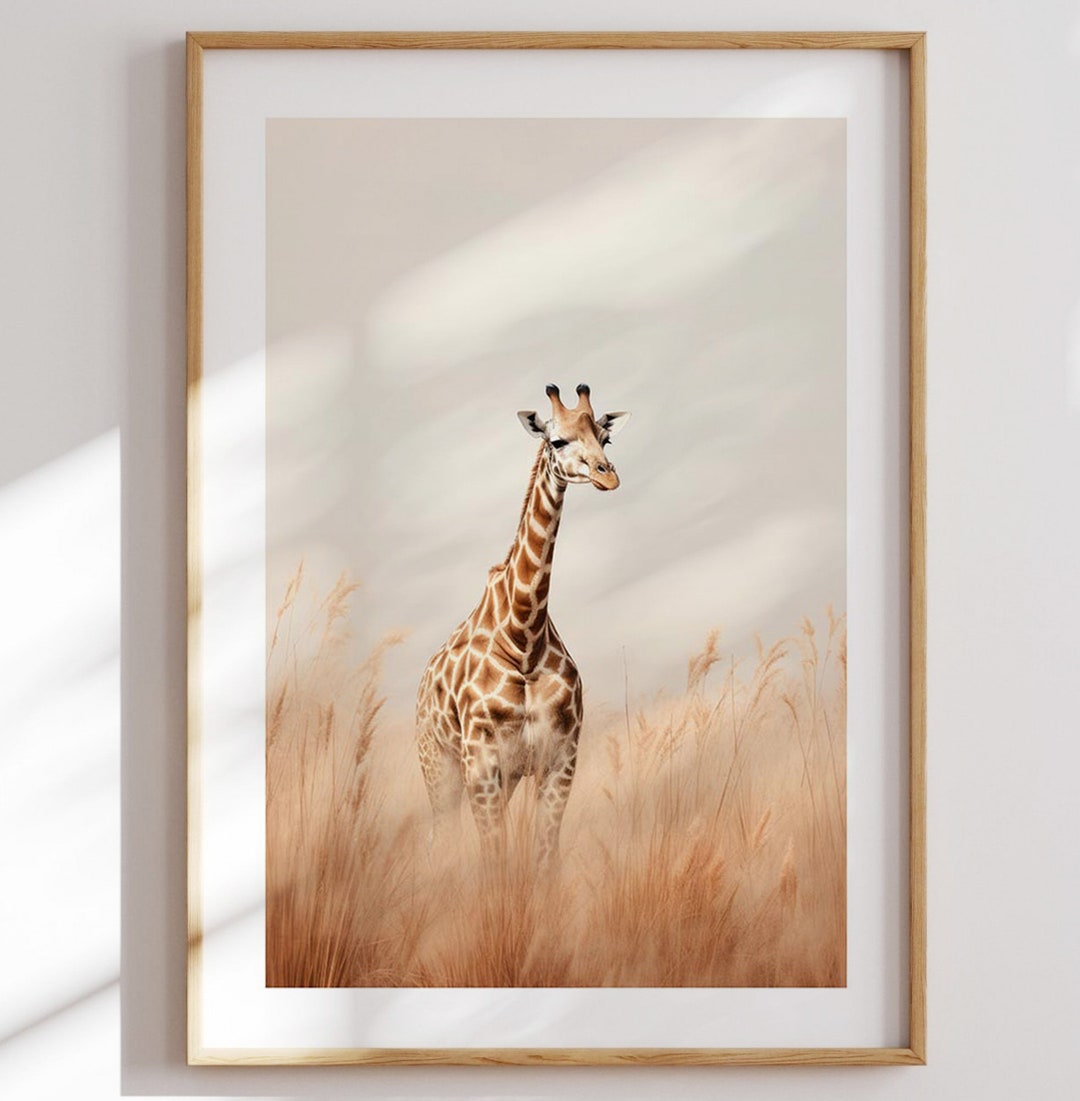 Giraffe Art Print: Muted Palette, African Safari Decor (digital ...