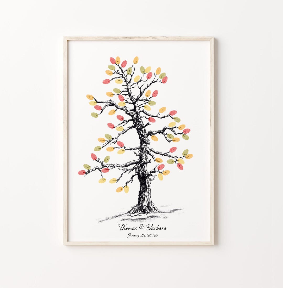 Printable Autumn Tree Fingerprint Guest Book | Wedding Guestbook ...