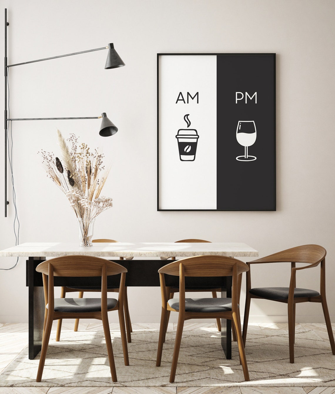 AM PM Poster Coffee and Wine Art Print Modern Wall Art - Etsy