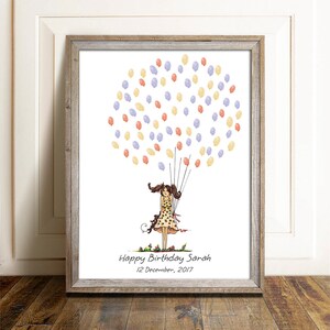 Baby Girl Guest Book, PRINTABLE GUEST BOOK, Birthday Fingerprint ...