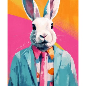 Dapper Bunny: A Colorful Modern Art Poster, Printable Art, Bunny Wall ...
