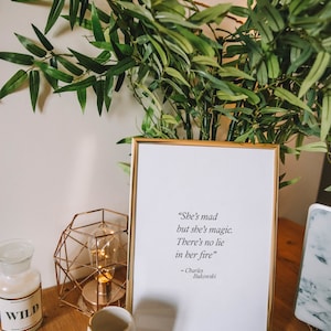 She is Magic, PRINTABLE ART, Typography Wall Art, Charles Bukowski ...