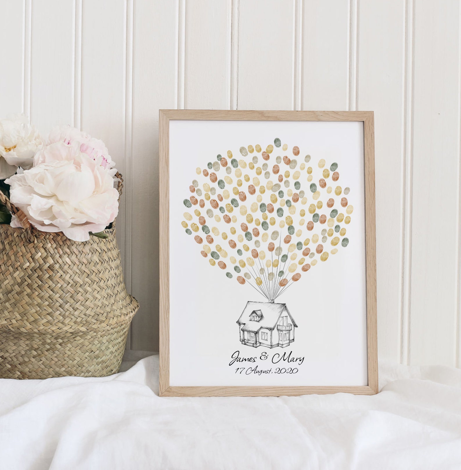 House Thumbprint Guest Book , PRINTABLE, Wedding Fingerprint Decor, up ...