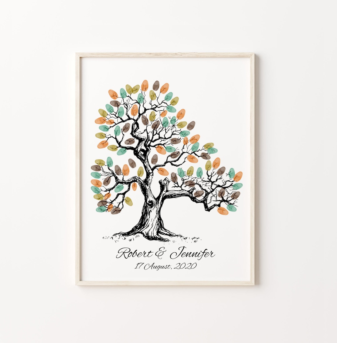 Wedding Fingerprint Tree, PRINTABLE GUEST BOOK, Wedding Thumbprint Tree ...