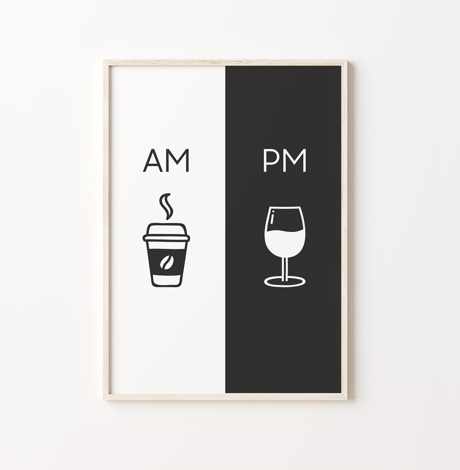 AM PM Poster Coffee and Wine Art Print Modern Wall Art - Etsy