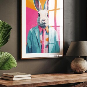 Dapper Bunny: A Colorful Modern Art Poster, Printable Art, Bunny Wall ...